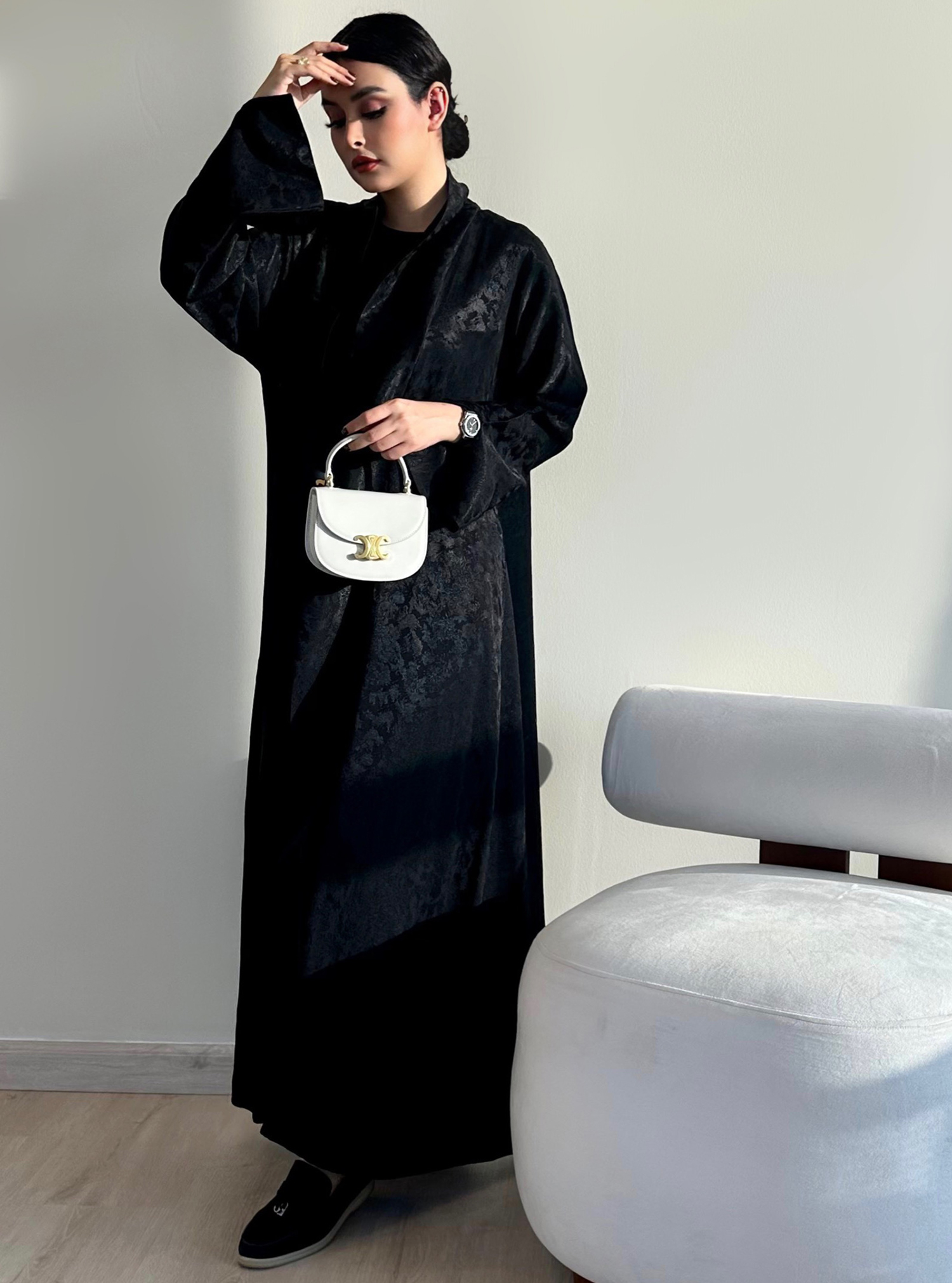 Black abaya Italian high quality patterned textile abaya in black ...