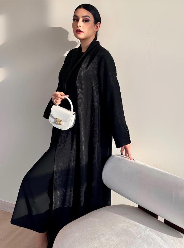 Black abaya Italian high quality patterned textile abaya in black ...