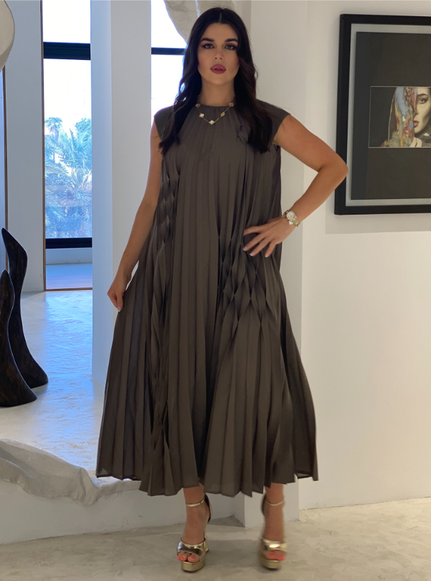 TT52 Abaya An elegant pleated dress with cap sleeves. Dresses from THE THREADZ at Boksha