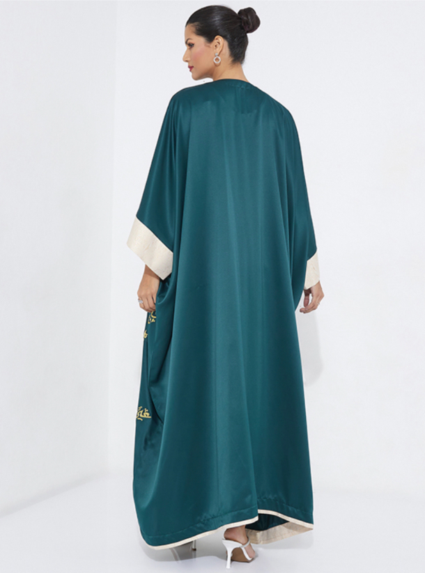 Green Gold Bisht with Gold Arabic design Abayas from Rosette Abaya at ...