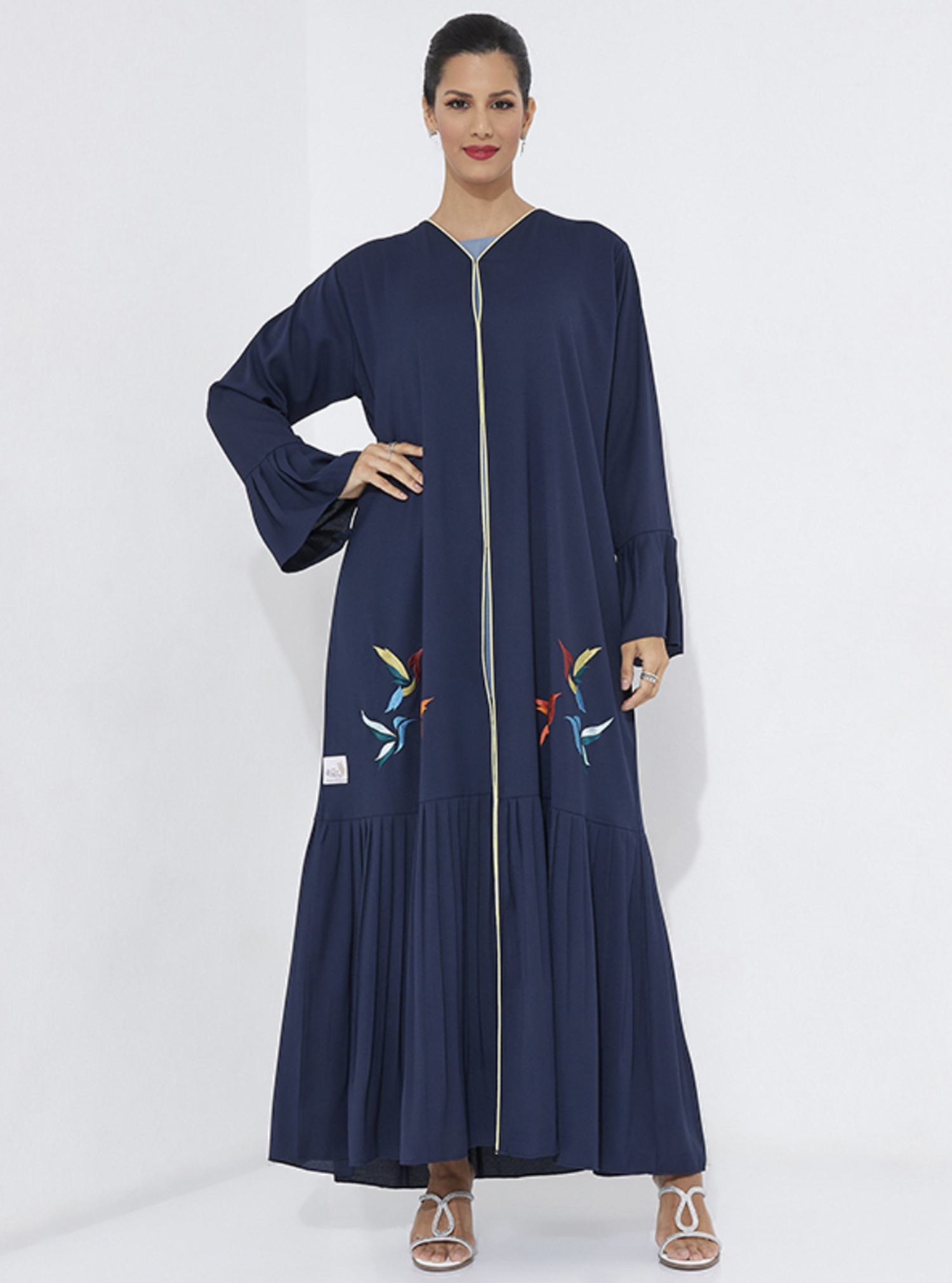 BD-Birds Blue Bisht style design with drawing birds Mix colors and ...