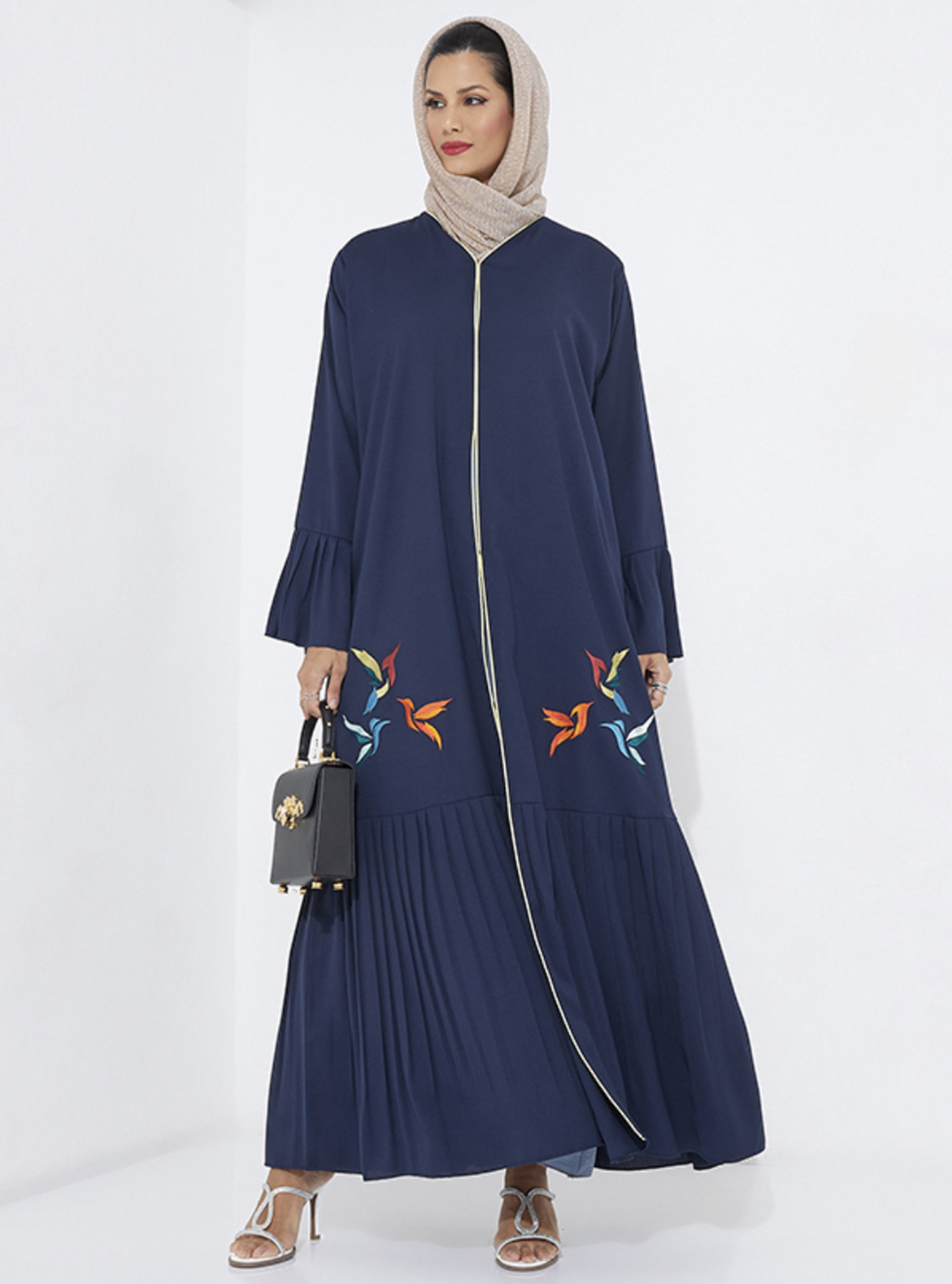 BD-Birds Blue Bisht style design with drawing birds Mix colors and ...