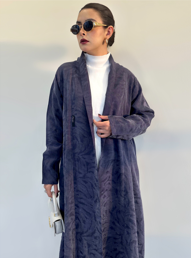 Elegant abaya high quality patterned textile abaya in dark grey Abayas ...