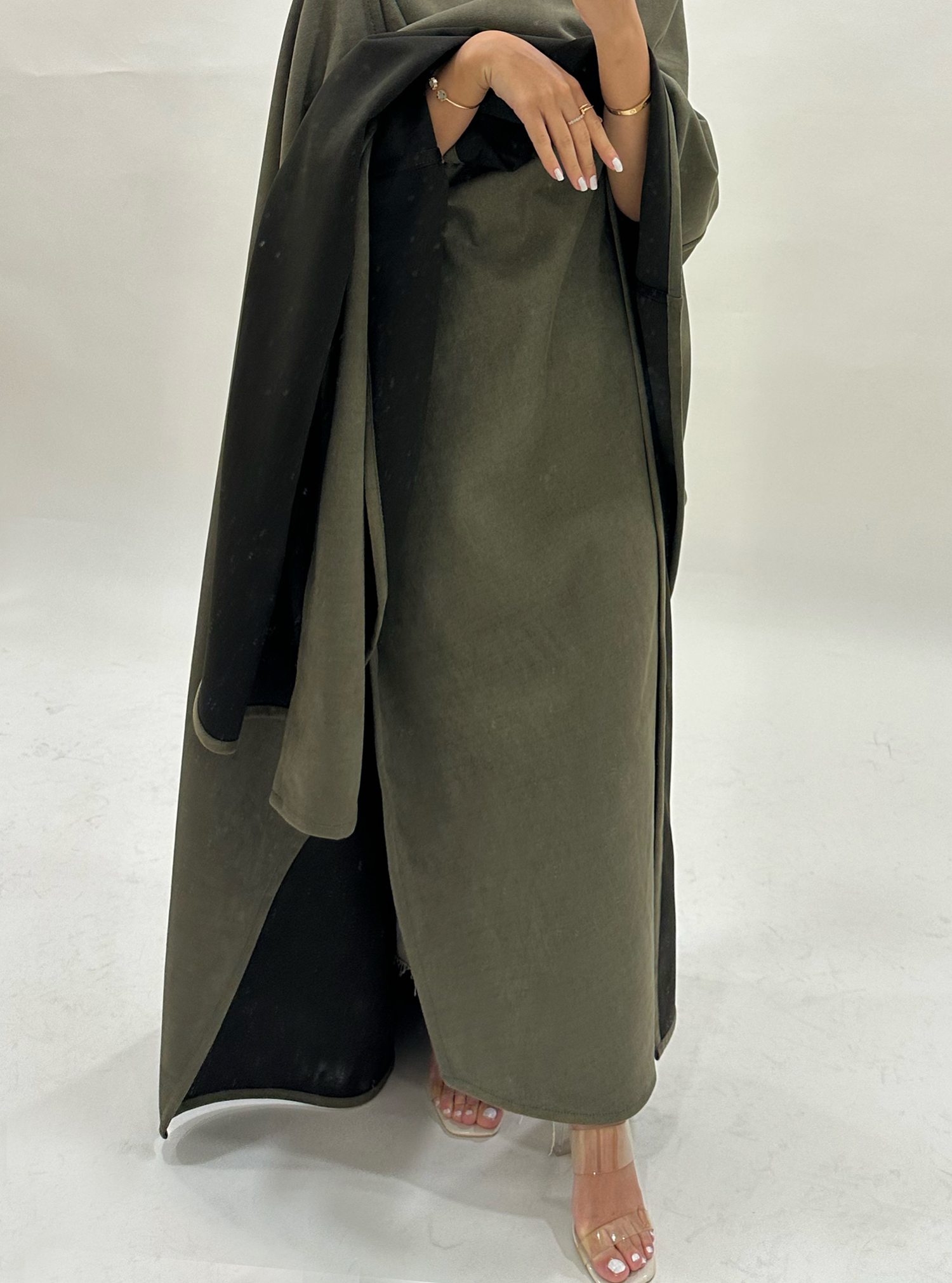 ReversibleShaal Olive Green & Dark Brown Double Sided Winter Shamwa ...