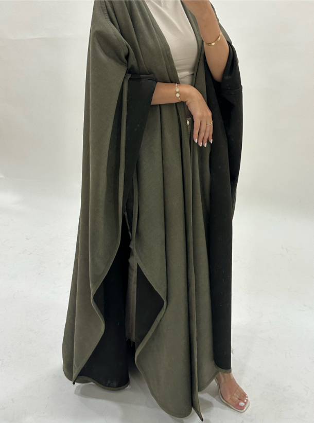 ReversibleShaal Olive Green & Dark Brown Double Sided Winter Shamwa ...