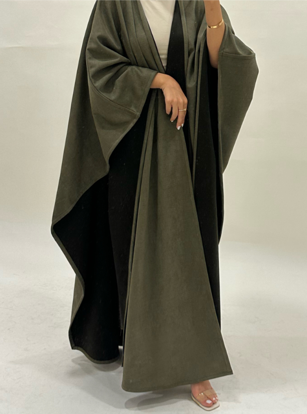 ReversibleShaal Olive Green & Dark Brown Double Sided Winter Shamwa ...