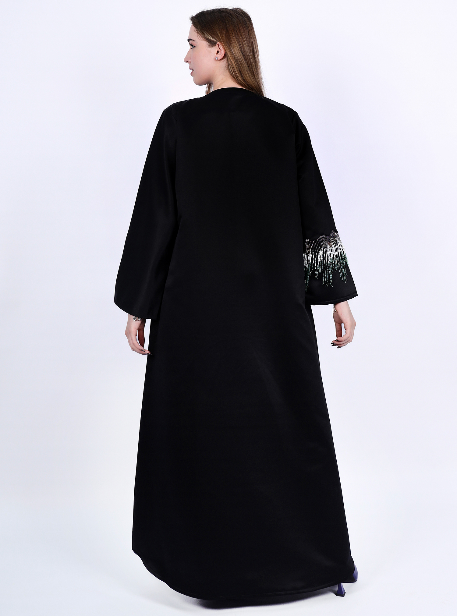 Weaving G-Pearl Abaya with V neck , hand stones design weaving Green ...