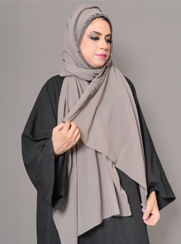 C-Shelia-104 Smoke Grey Crochet Sheila with Sequence Headscarf from ...