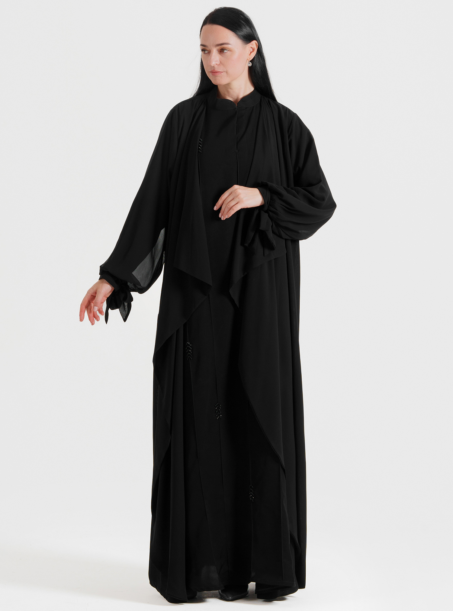 Double CCB Black Abaya With Double Chiffon Design And Nada Inside with ...