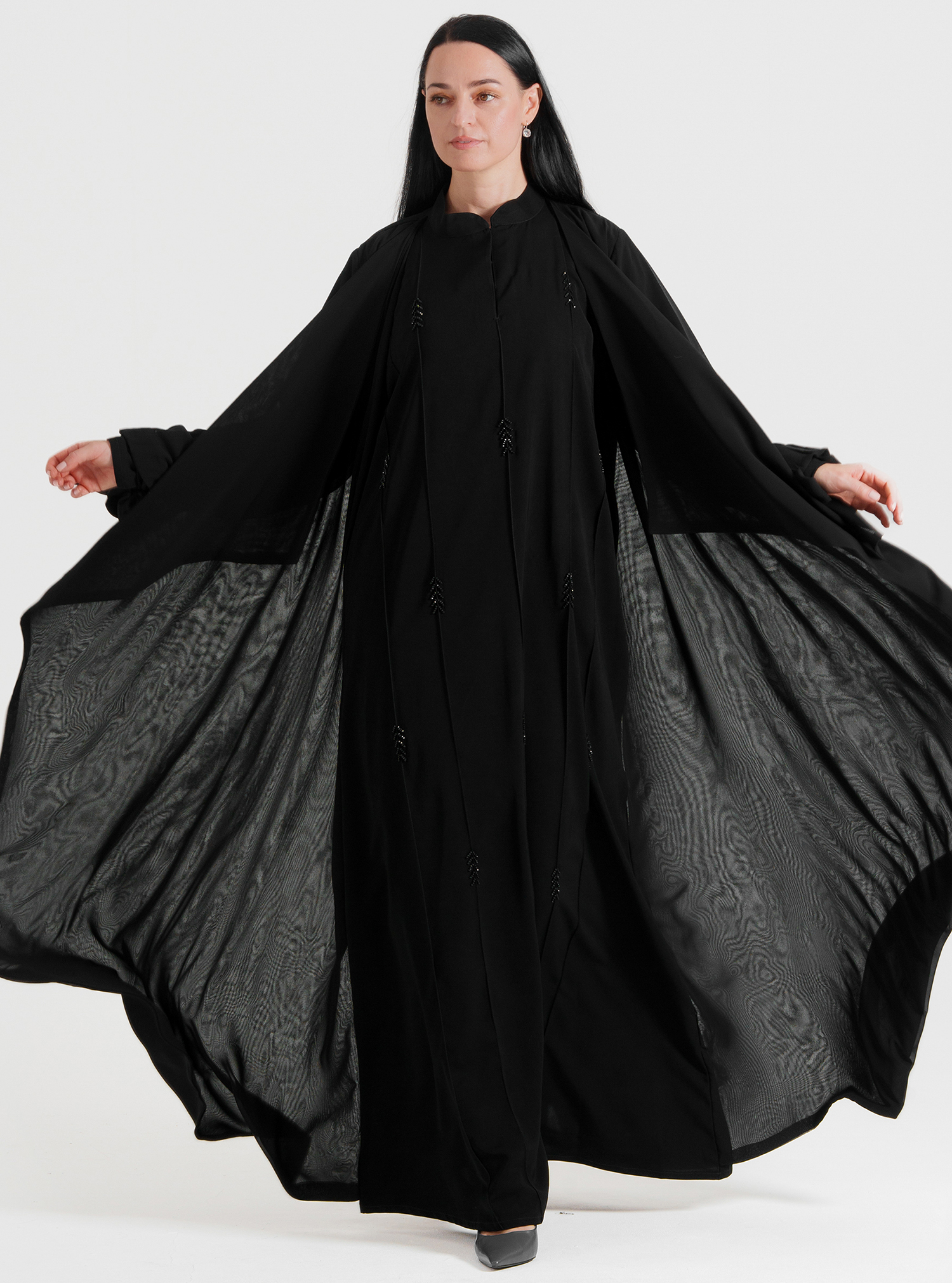 Double CCB Black Abaya With Double Chiffon Design And Nada Inside with ...