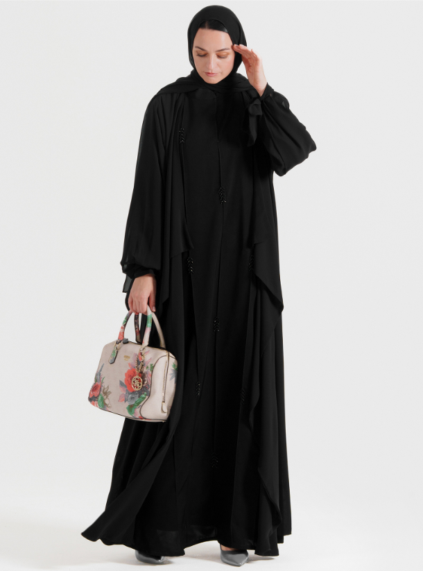 Double CCB Black Abaya With Double Chiffon Design And Nada Inside with ...