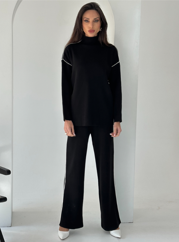 Cozy Knit Set High collar knit set with contrasting line detail Travel ...