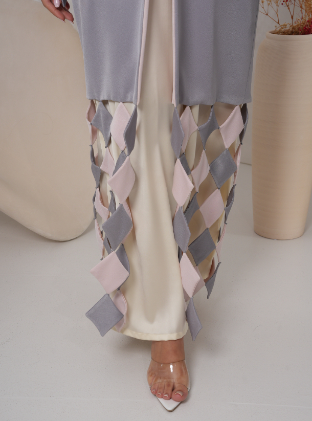 Two Toned Abaya Two Toned Colored Diamond Design Abaya - with the pearl ...