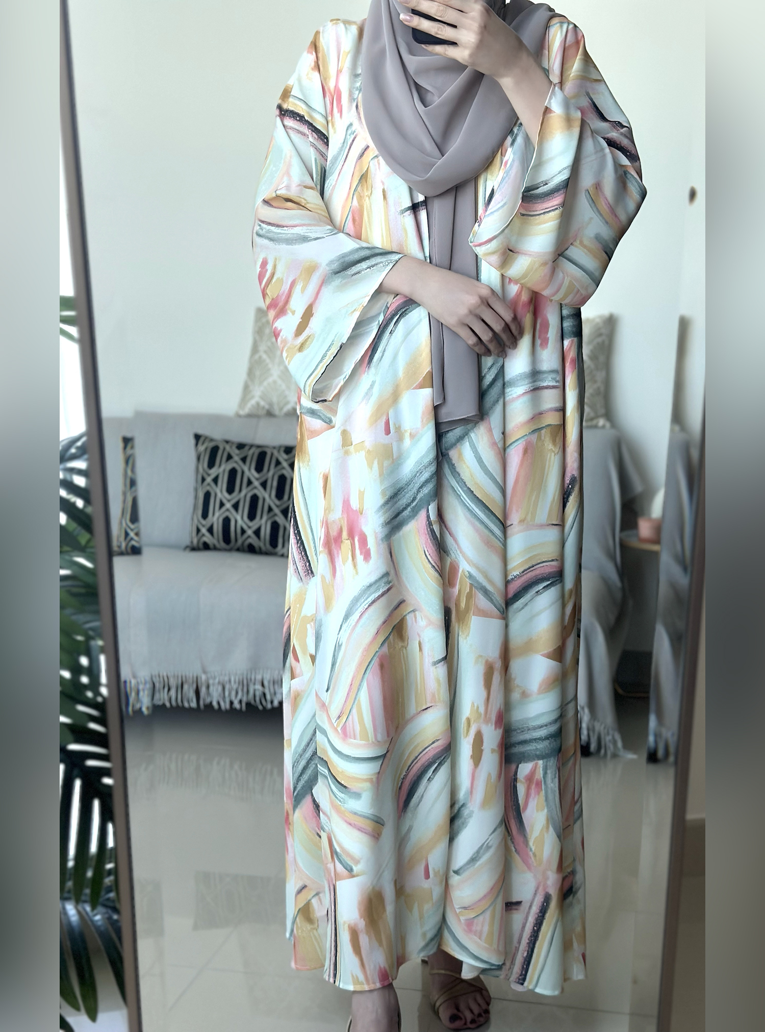 Print abaya Abstract print abaya, comes with headscarf and belt Abayas ...