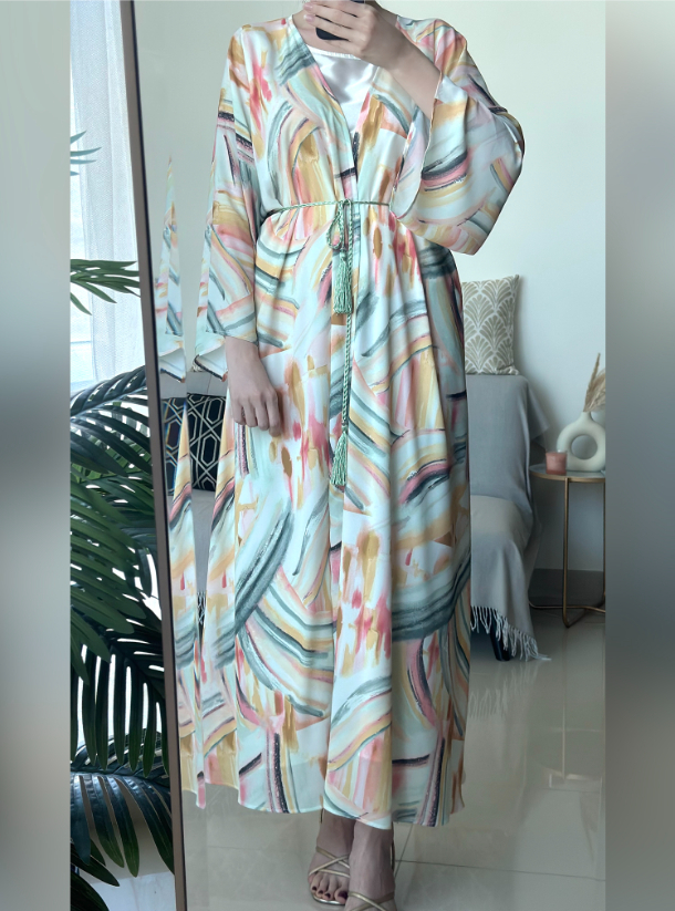 Print abaya Abstract print abaya, comes with headscarf and belt Abayas ...