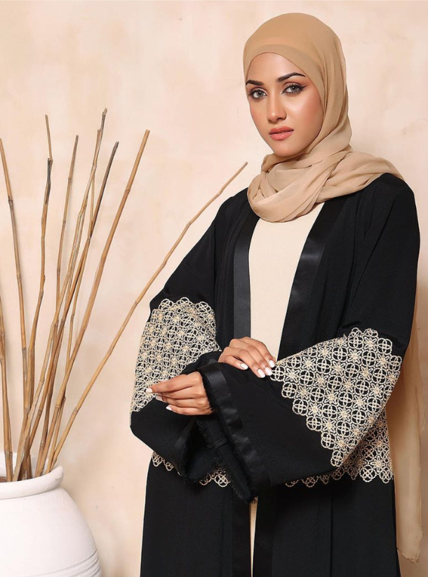 Mid Abaya 449 Lace cover abaya with side pockets Abayas from Midas ...