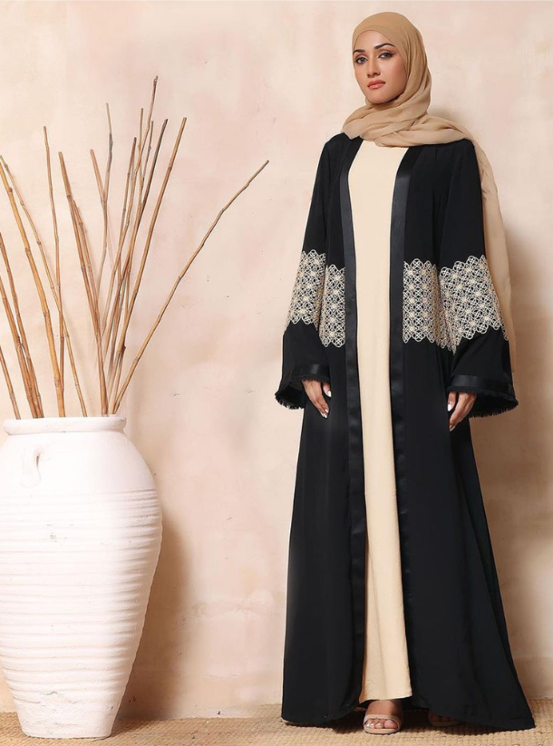 Mid Abaya 449 Lace cover abaya with side pockets Abayas from Midas ...