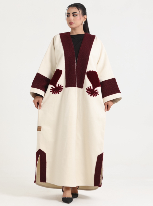Wool Bisht Winter wool Bisht with velvet embroidery Abayas from Razza ...