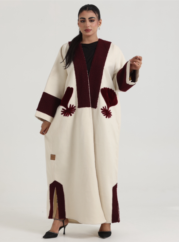 Wool Bisht Winter wool Bisht with velvet embroidery Abayas from Razza ...