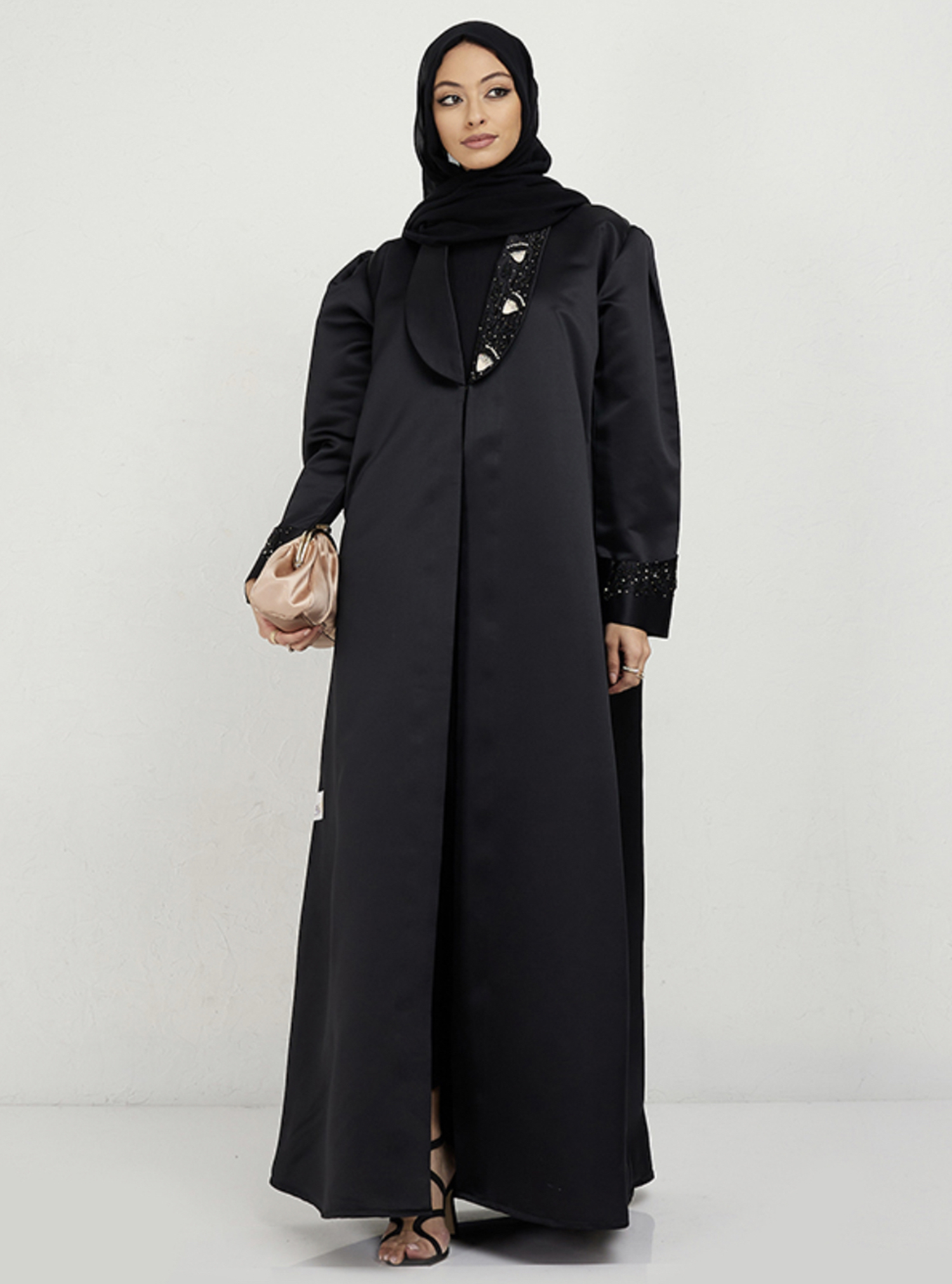 Royal Flora J Royal Black Abaya with Floral hand embroidery design ...