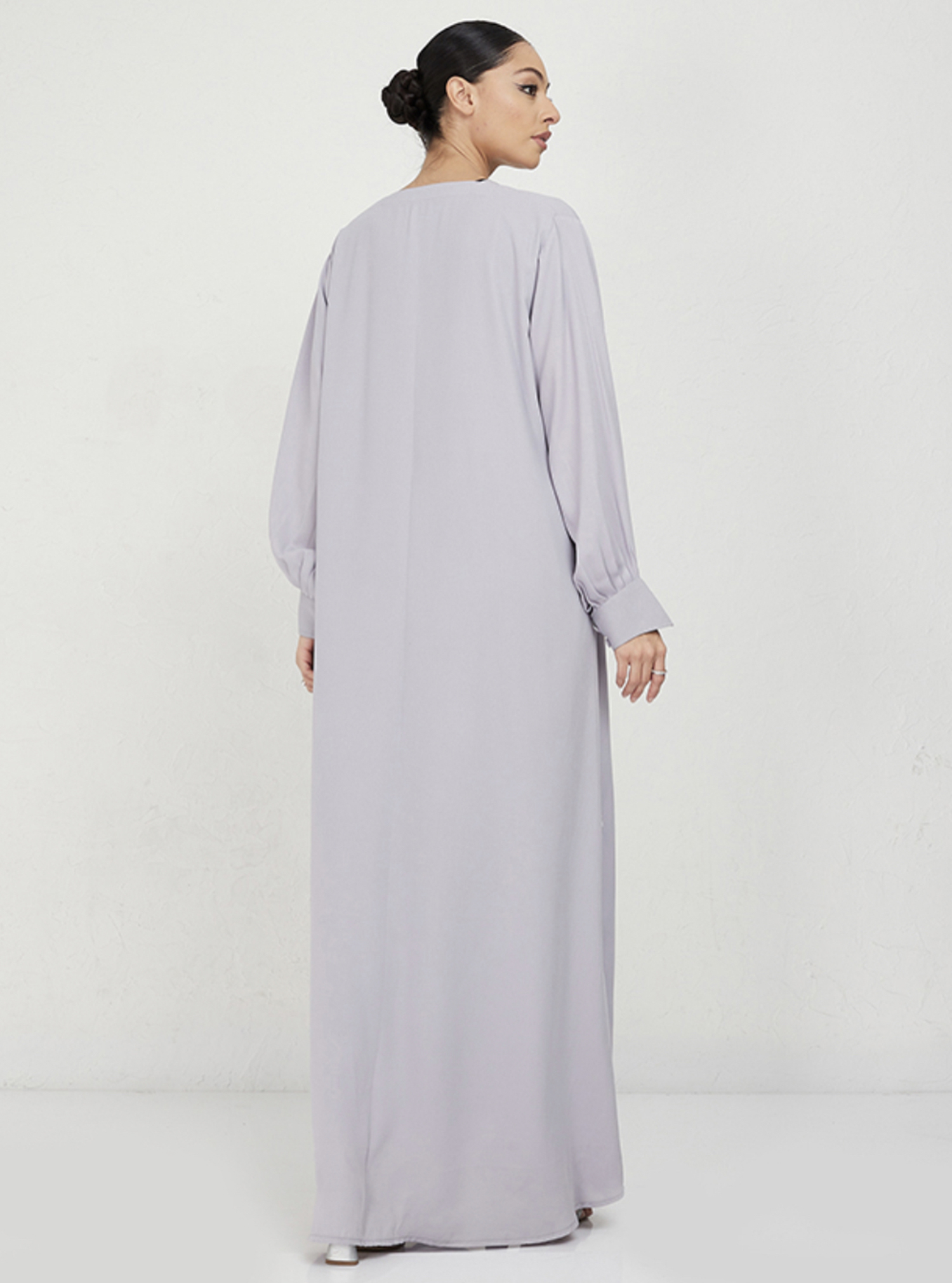 Gray Abaya Plain Abaya With Shirt sleeves with Buttons Design And nice Pleated Abayas from ...