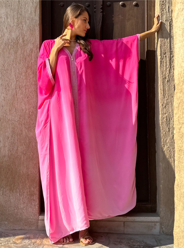 MOZA KAFTAN Loose-fit kaftan crafted with Moroccan lace Kaftans from Morbel kaftan at Boksha