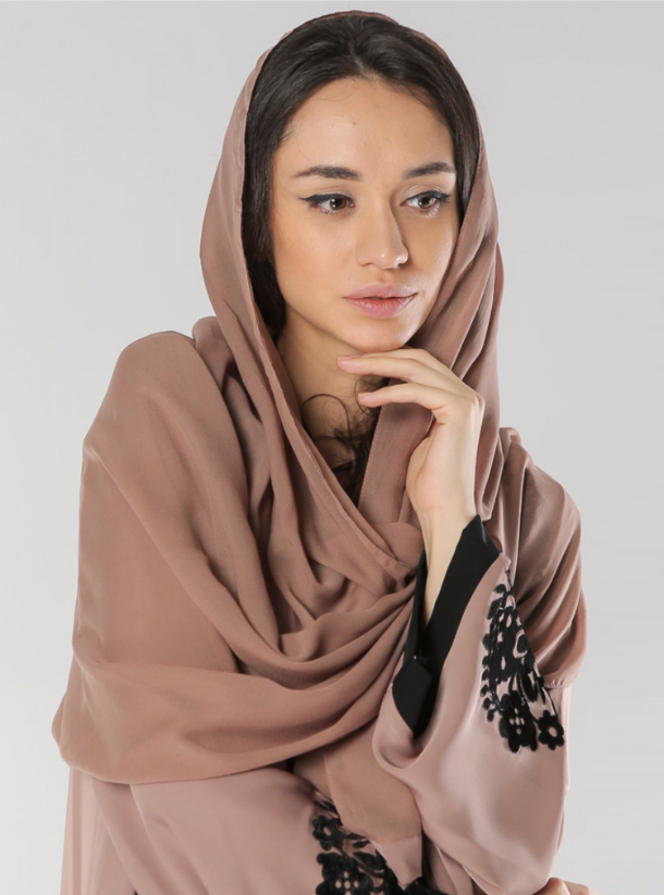 Lail-129 Abaya Applique work abaya with black trimming Abayas from Lail at Boksha