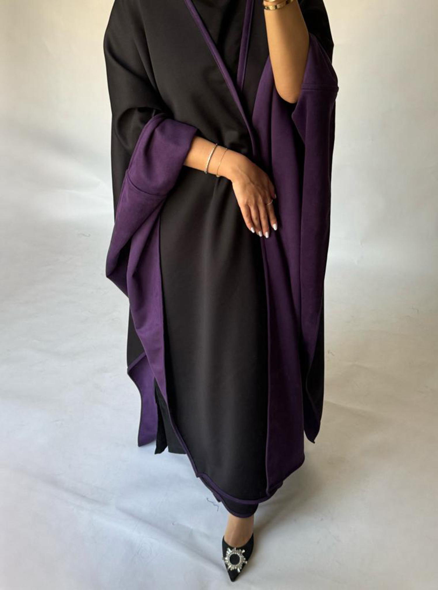 ReversibleShaal Black and Purple Double Sided Winter Shamwa Shaal. The ...