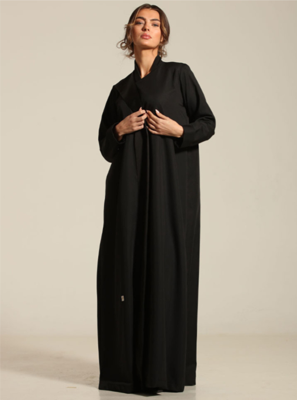 Mid Abaya 469 Style this luxurious the wide inverted collar and cuffs ...