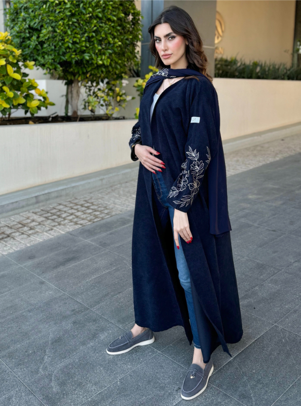 Embroider Abaya Embroidered Velvet Abaya With Scarf Abayas from Buhra ...