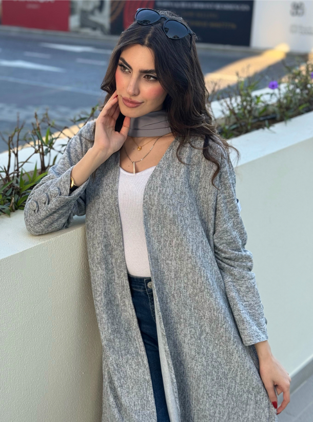Gray Abaya Gray Abaya With Scarf Abayas from Buhra at Boksha