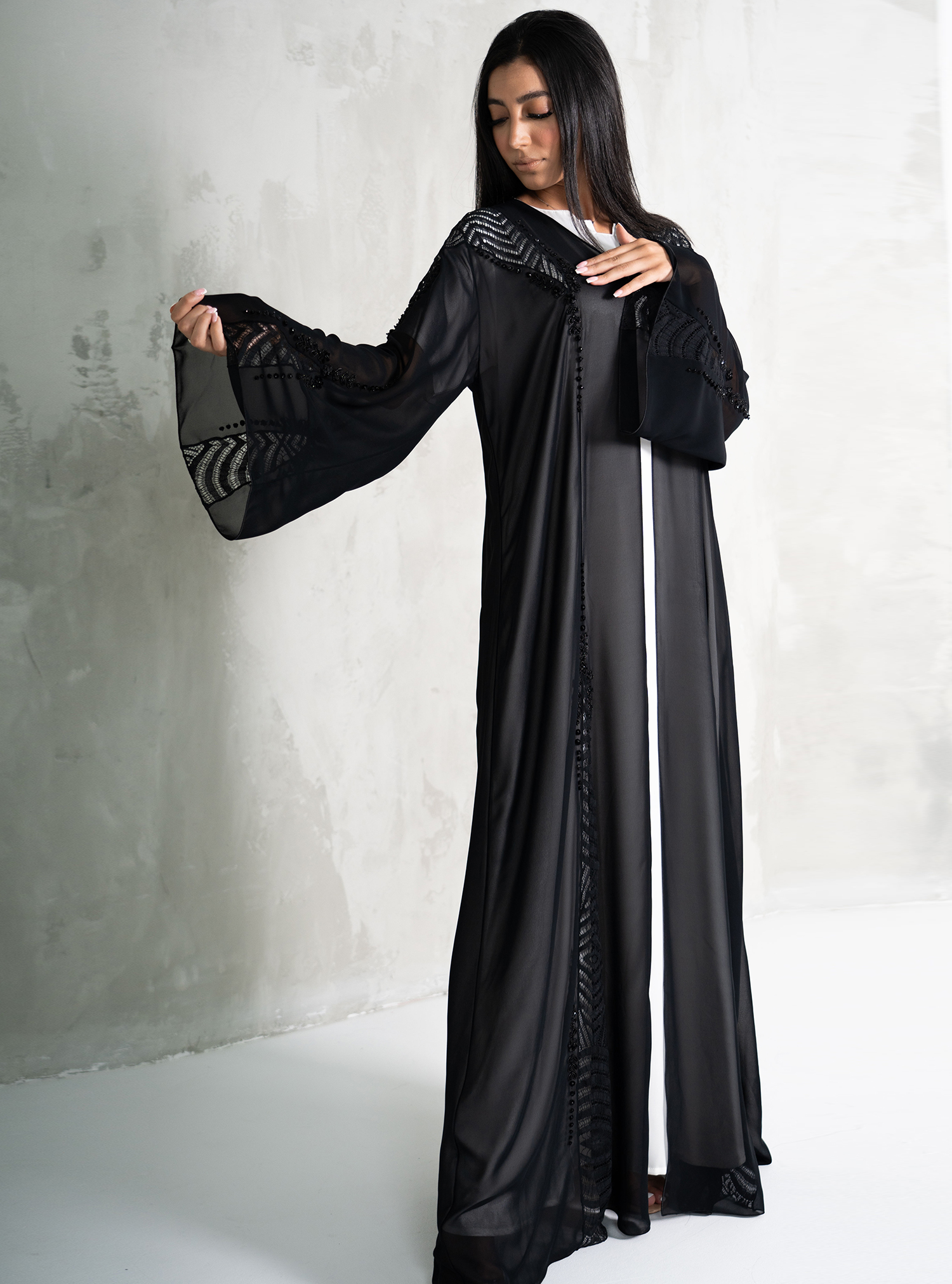 WEDDING ABAYA Special occasions abaya with a classic cloche cut. Comes ...