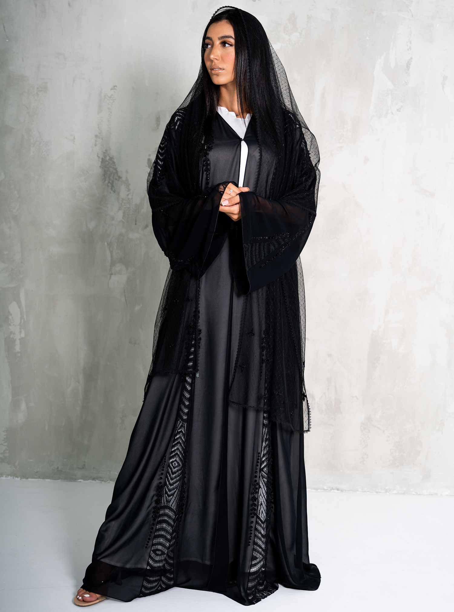 WEDDING ABAYA Special occasions abaya with a classic cloche cut. Comes ...