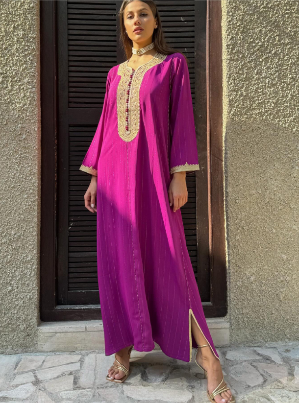 KAFTAN KHOLOUD Moroccan kaftan embroidered with Moroccan zwaq with zeri Kaftans from Morbel ...