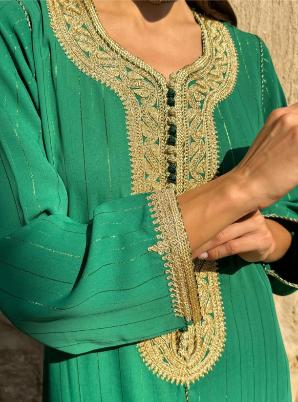 KAFTAN KHOLOUD Embroidered kaftan with zwaq in zeri Kaftans from Morbel kaftan at Boksha