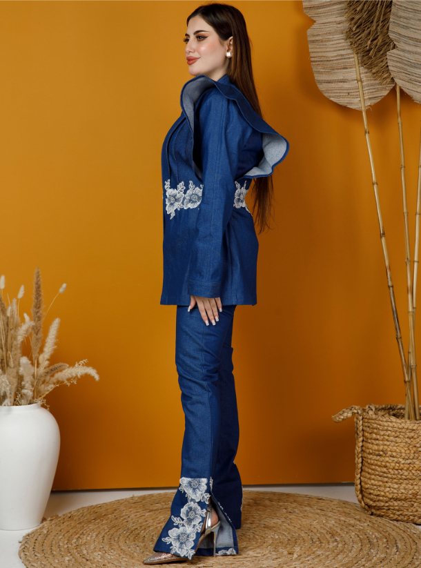 Denim Set 2-piece denim set featuring a blazer and jeans with oversized ...