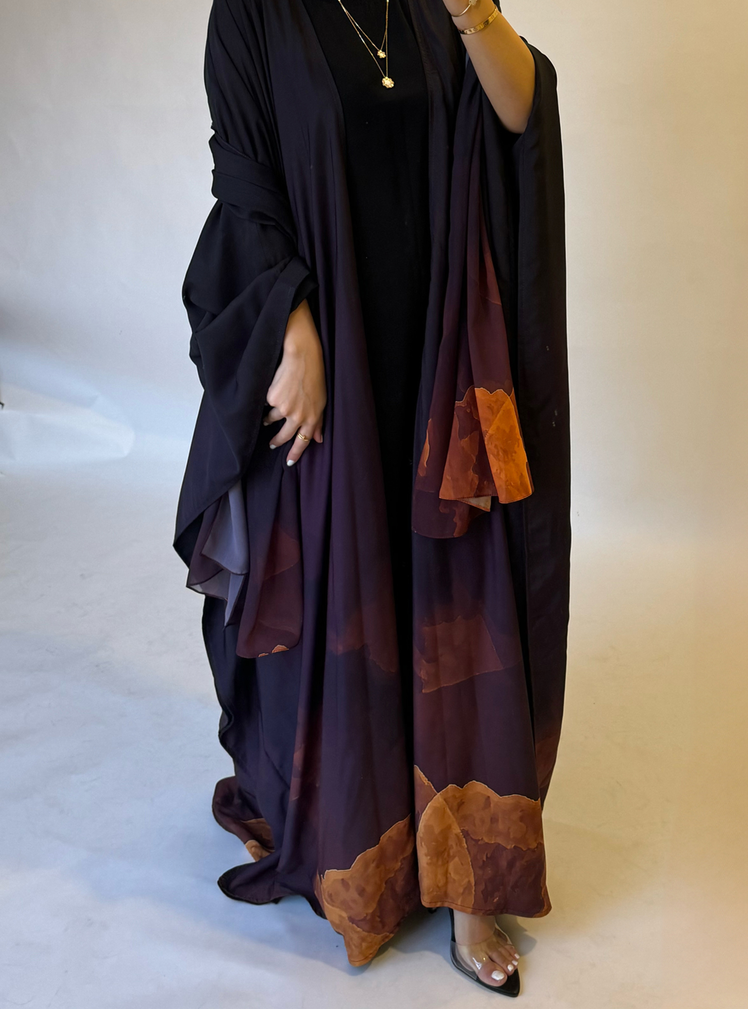 Orange Gradient Purple to Burnt Orange Gradient Cloud Oversized Abaya ...