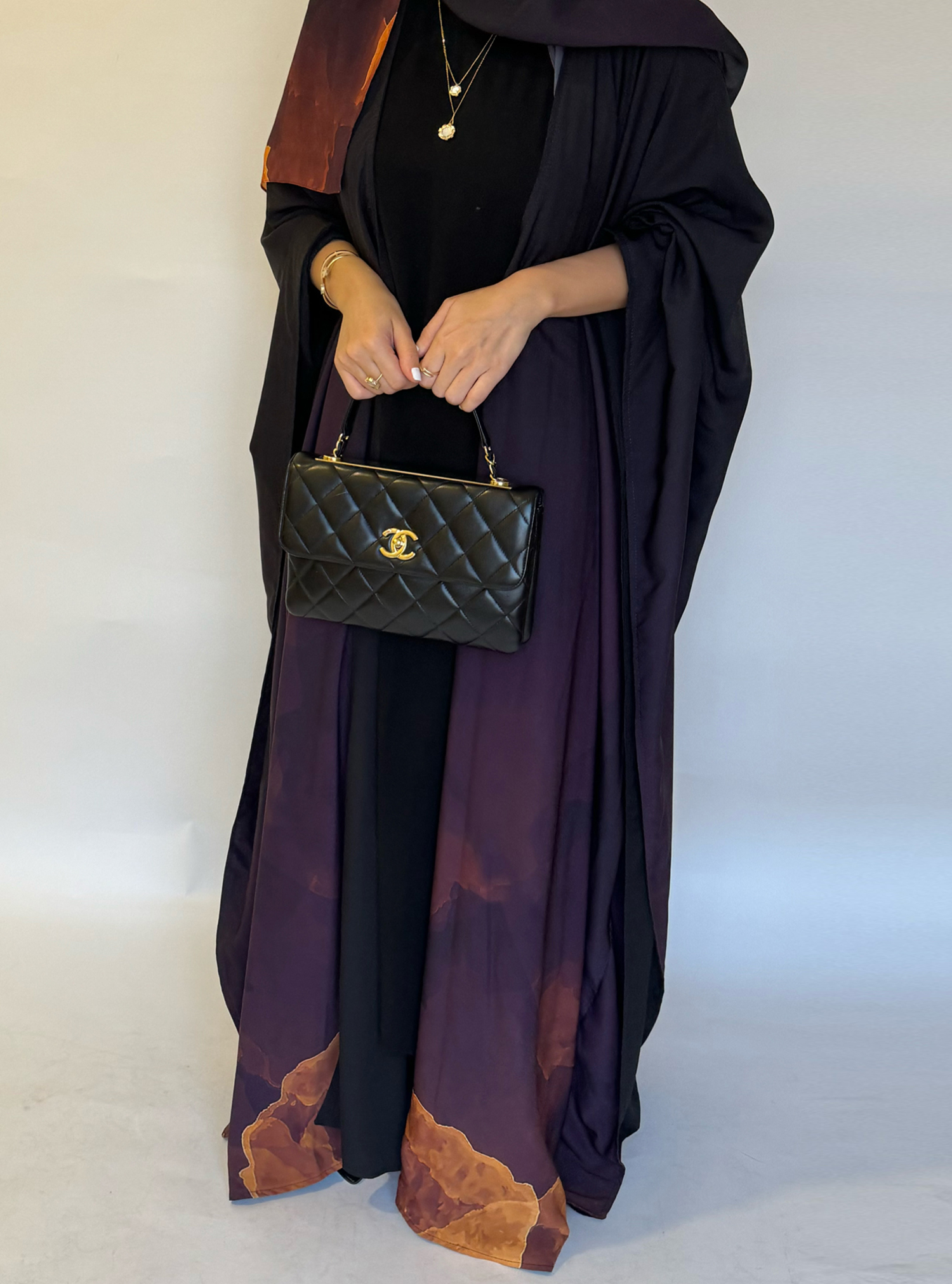 Orange Gradient Purple to Burnt Orange Gradient Cloud Oversized Abaya ...