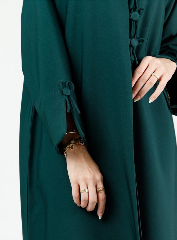 Alif-02 Green color abaya with buttons design Abayas from Alif Boutique ...