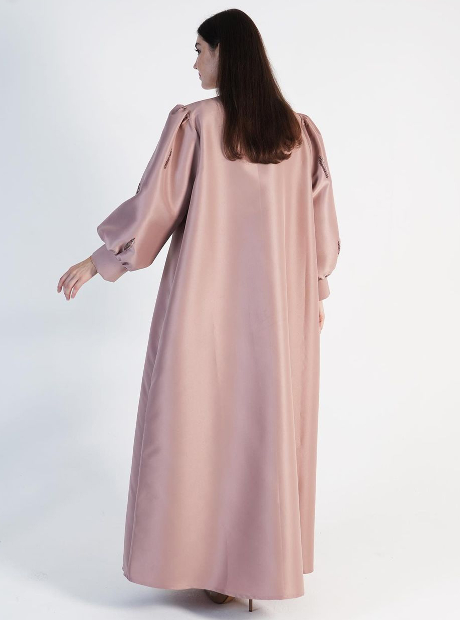 Alif-08 Pink color abaya with beads Abayas from Alif Boutique at Boksha