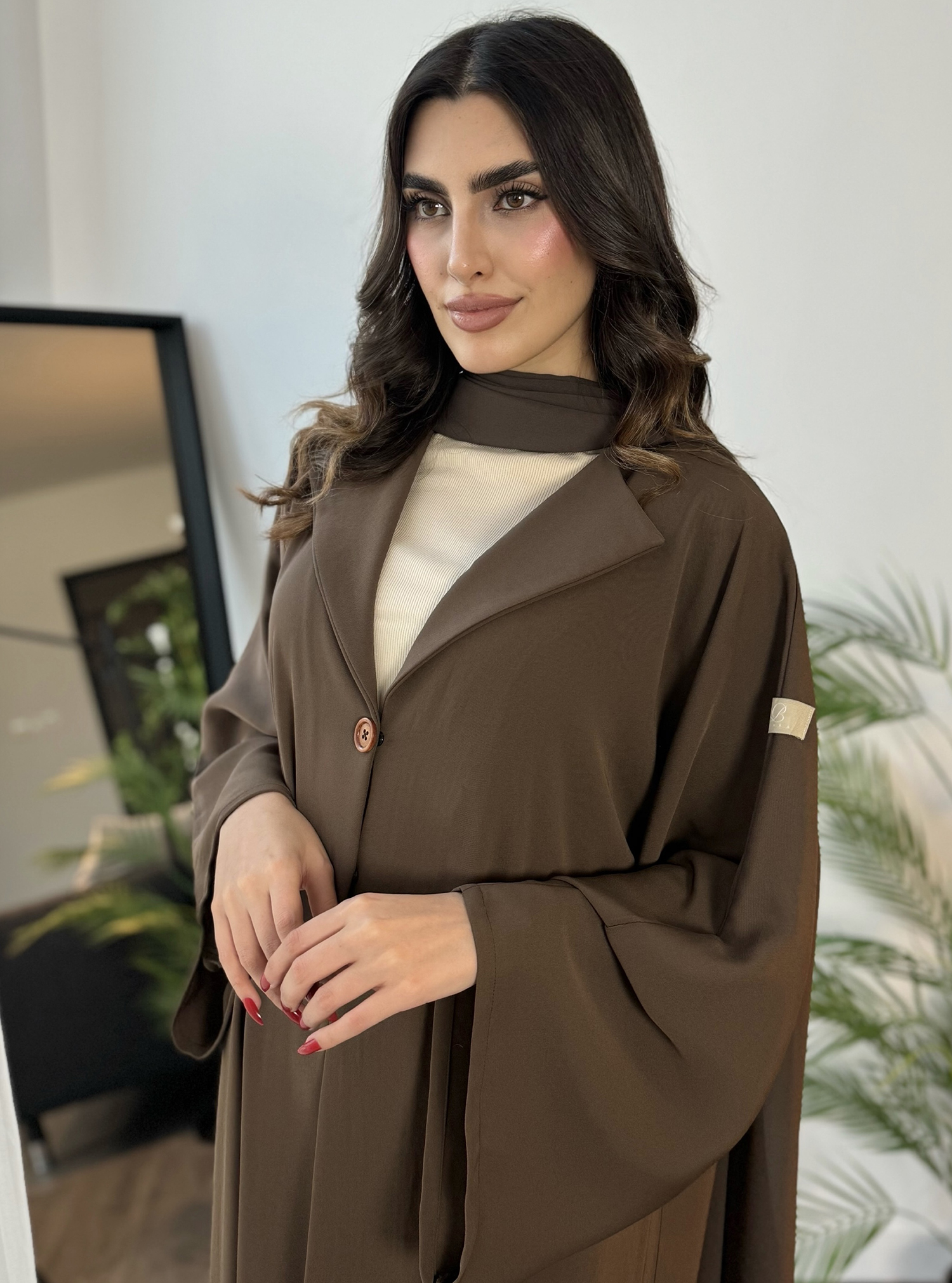Brown Abaya Brown Collar Abaya With a headscarf Abayas from Buhra at Boksha