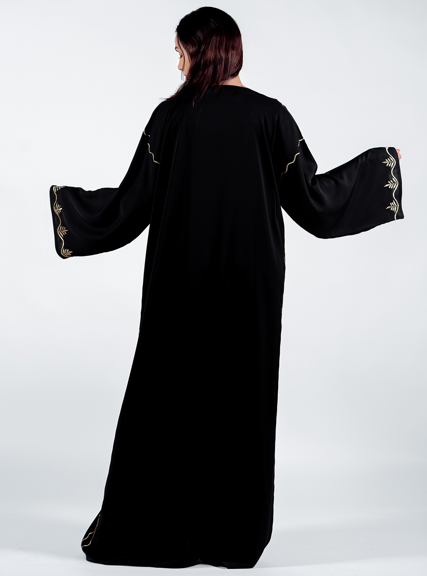 Arabian abaya Golden embroidery in Arabian style makes this abaya ...