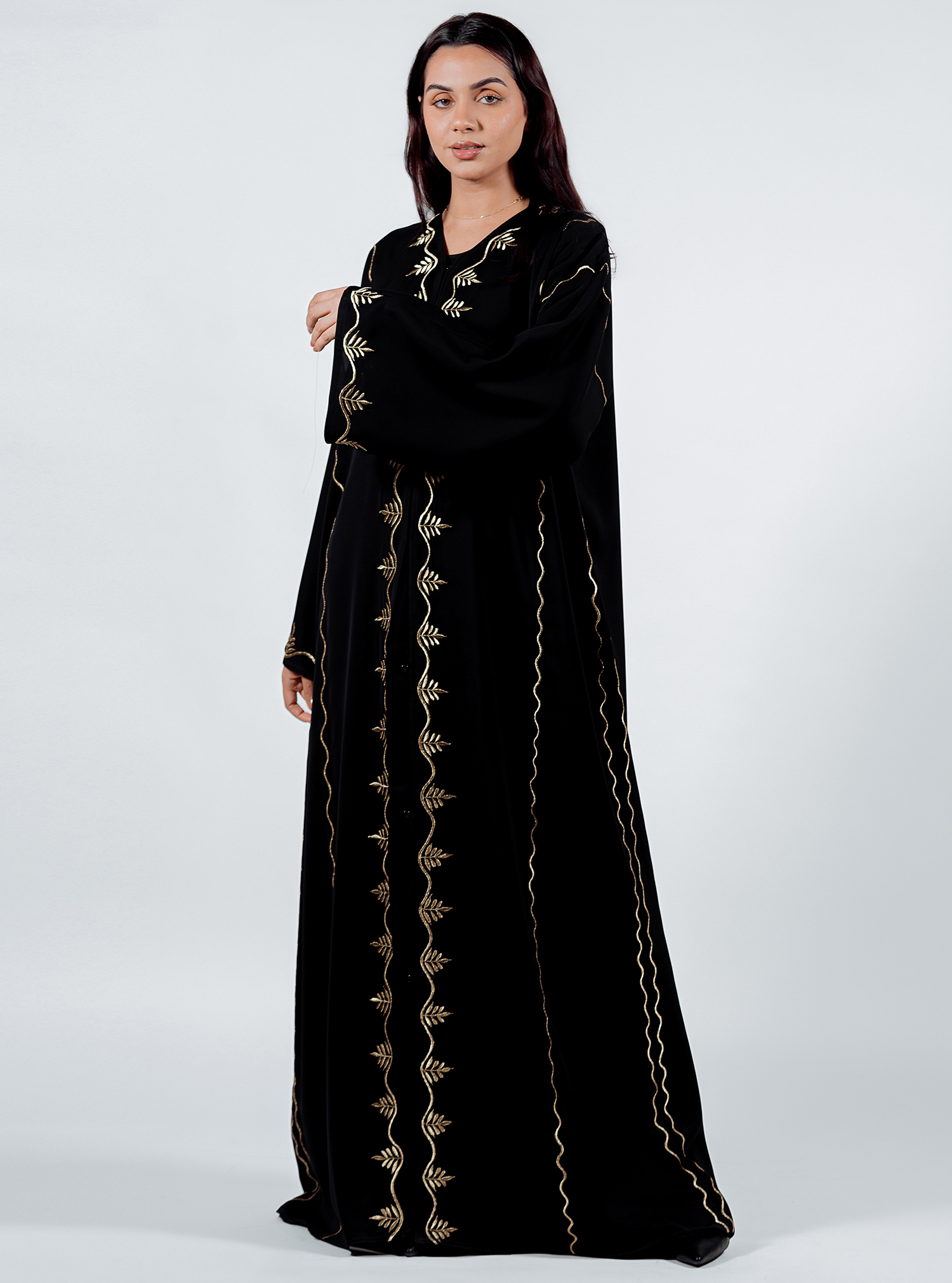 Arabian abaya Golden embroidery in Arabian style makes this abaya ...