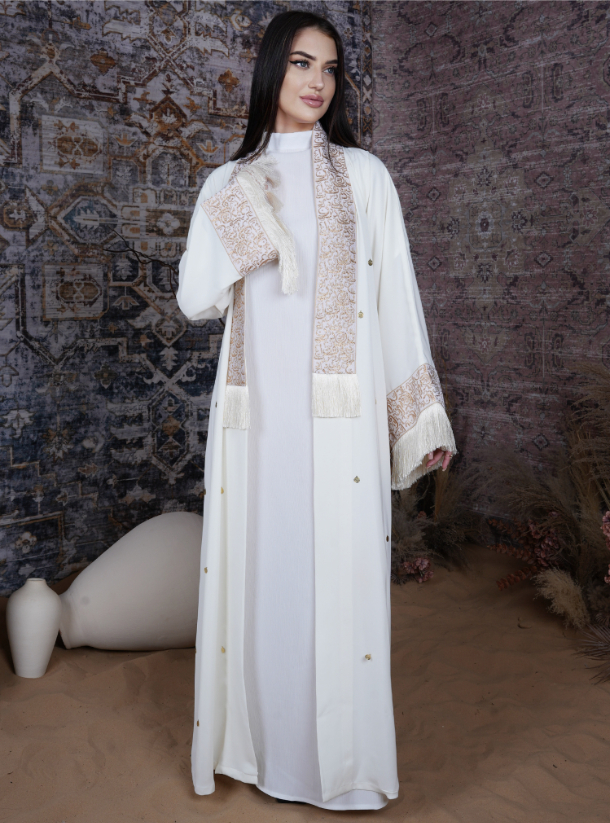 Moza abaya set Exquisite arabic calligraphy abaya adorned with coins ...