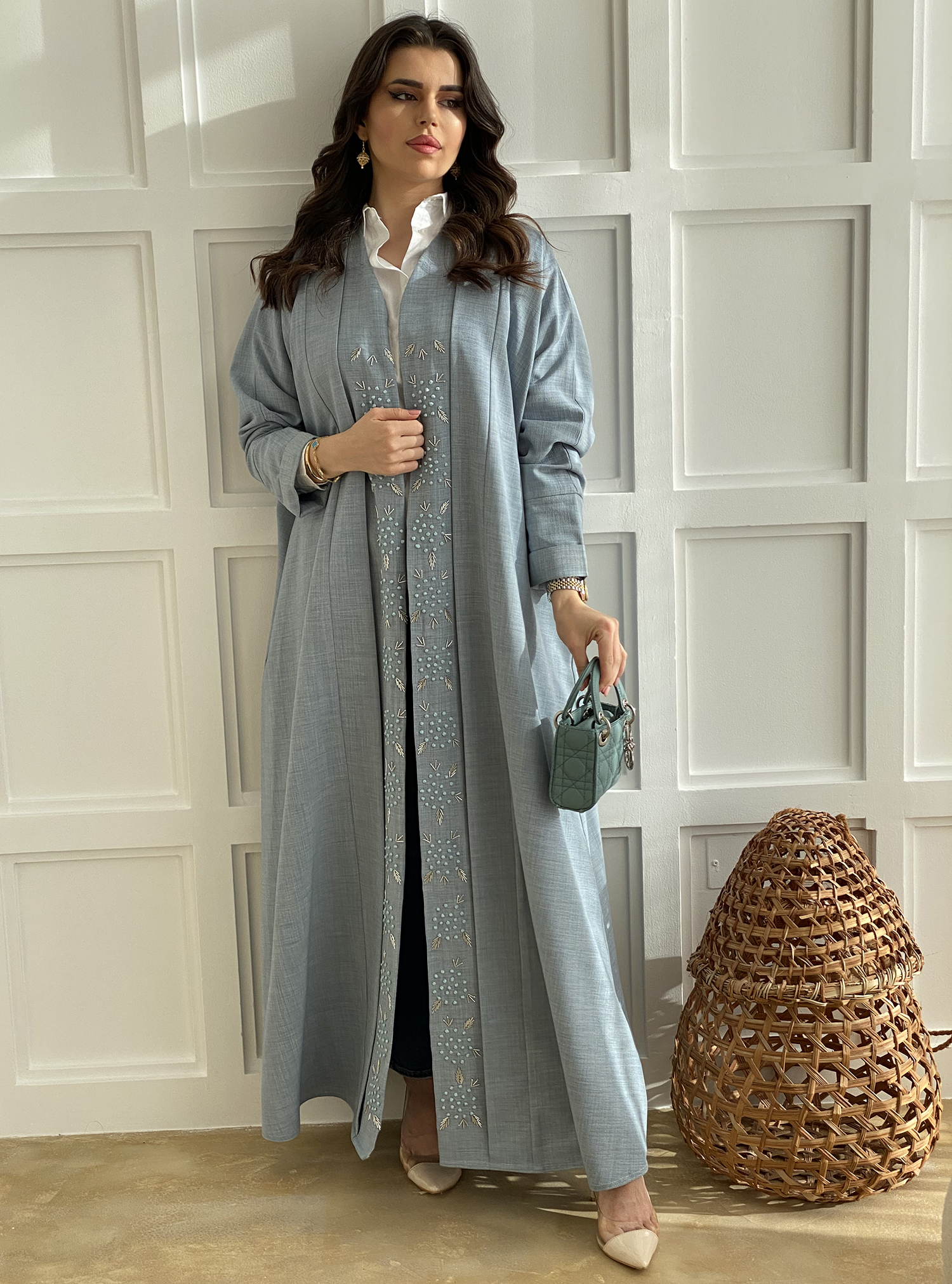 TR1 An elegant abaya designed with handmade embroidery Abayas from THE THREADZ at Boksha