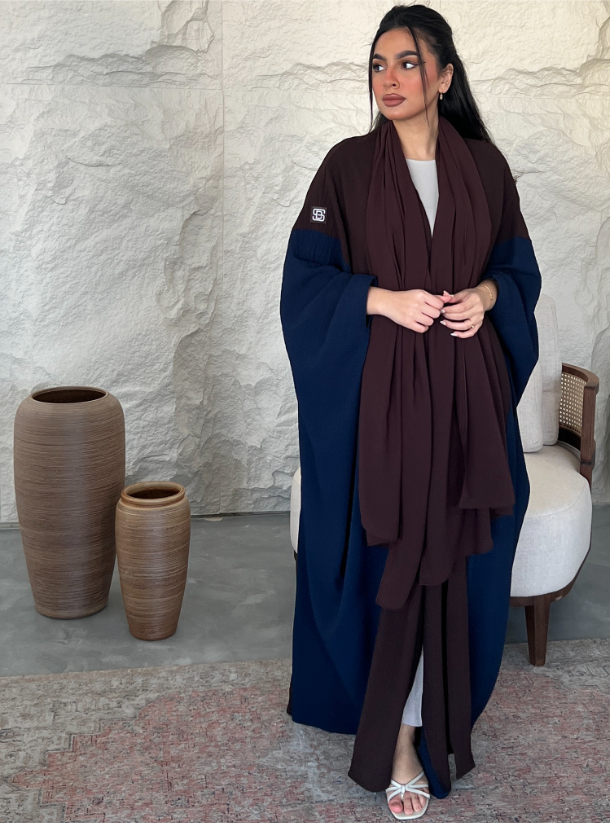 T4 Multi color elegant bisht abaya Abayas from Shelen Designs at Boksha