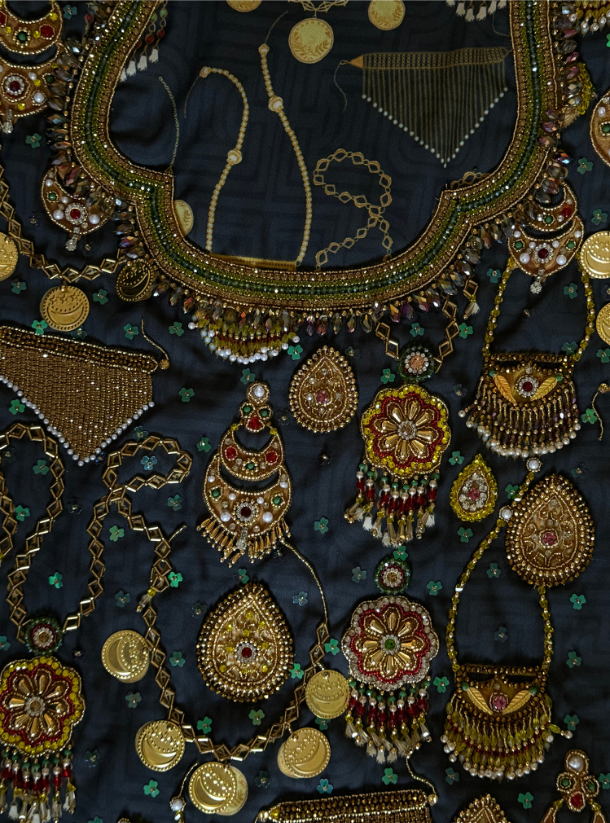 Al jowaher Multicolored celestial-themed unstitched Mukhawar Unstitched ...