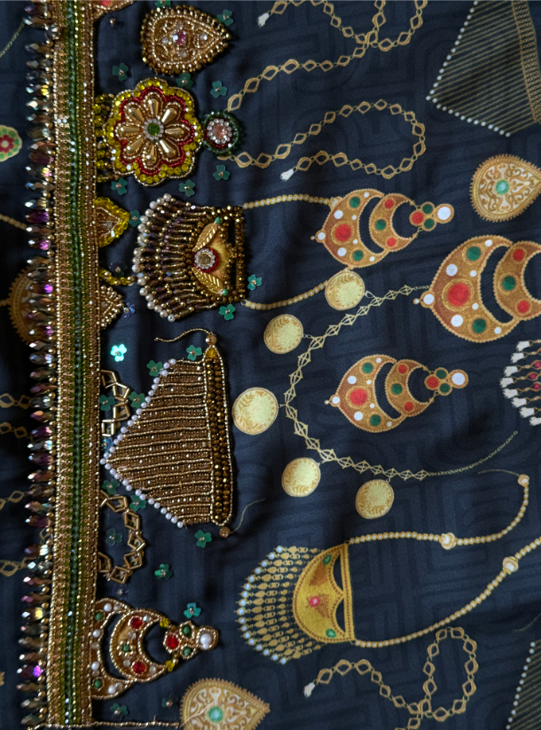Al jowaher Multicolored celestial-themed unstitched Mukhawar Unstitched ...
