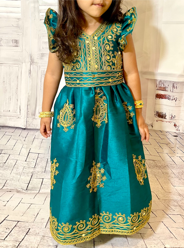 Mini Henna 03 Turquoise Traditional Bahraini Dress for little girls ...