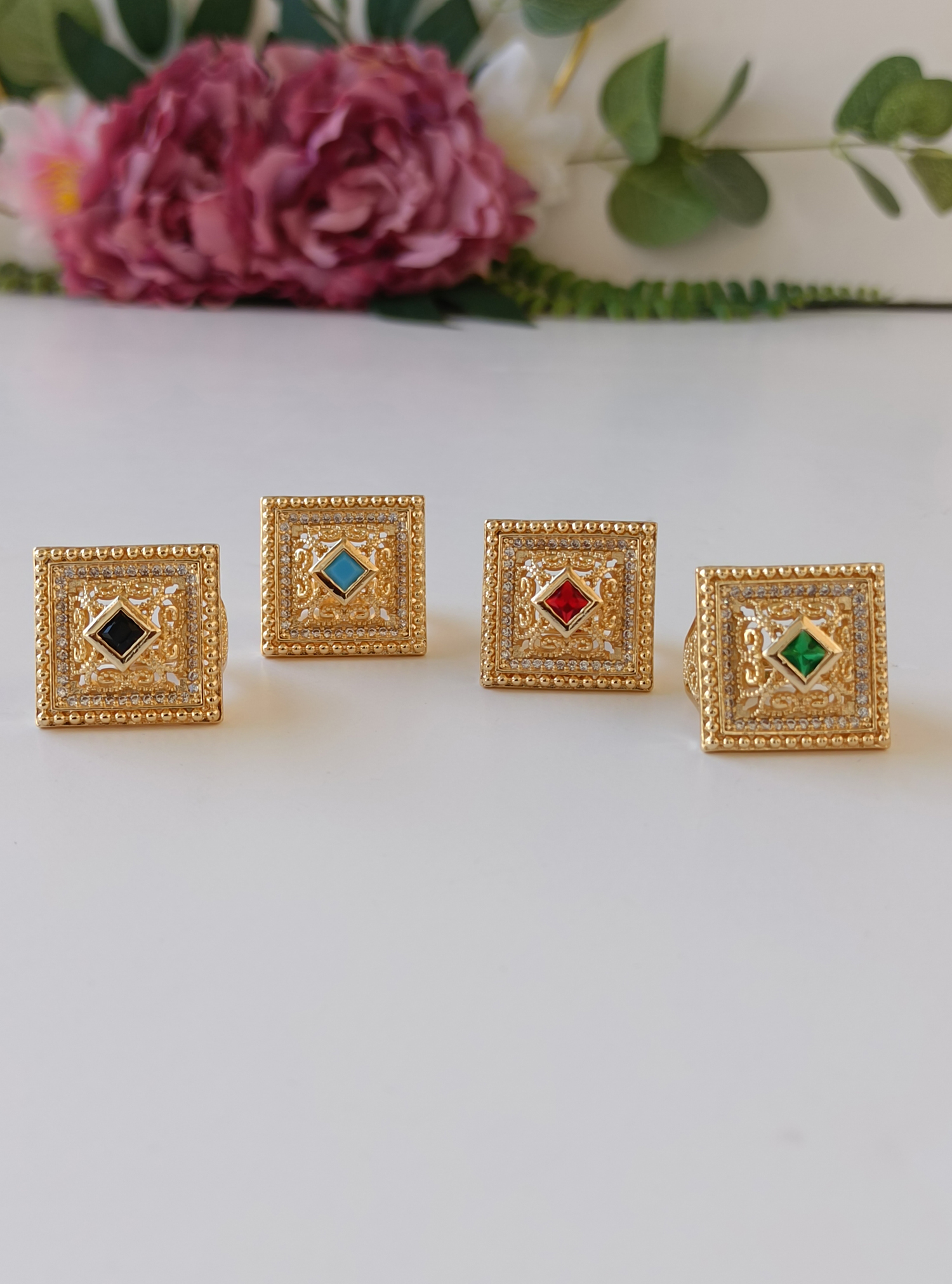 Set of 4 rings High quality set of 4 rings with colors red, black ...